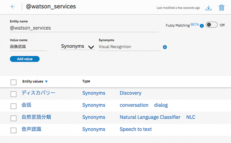 watson conversation entity
